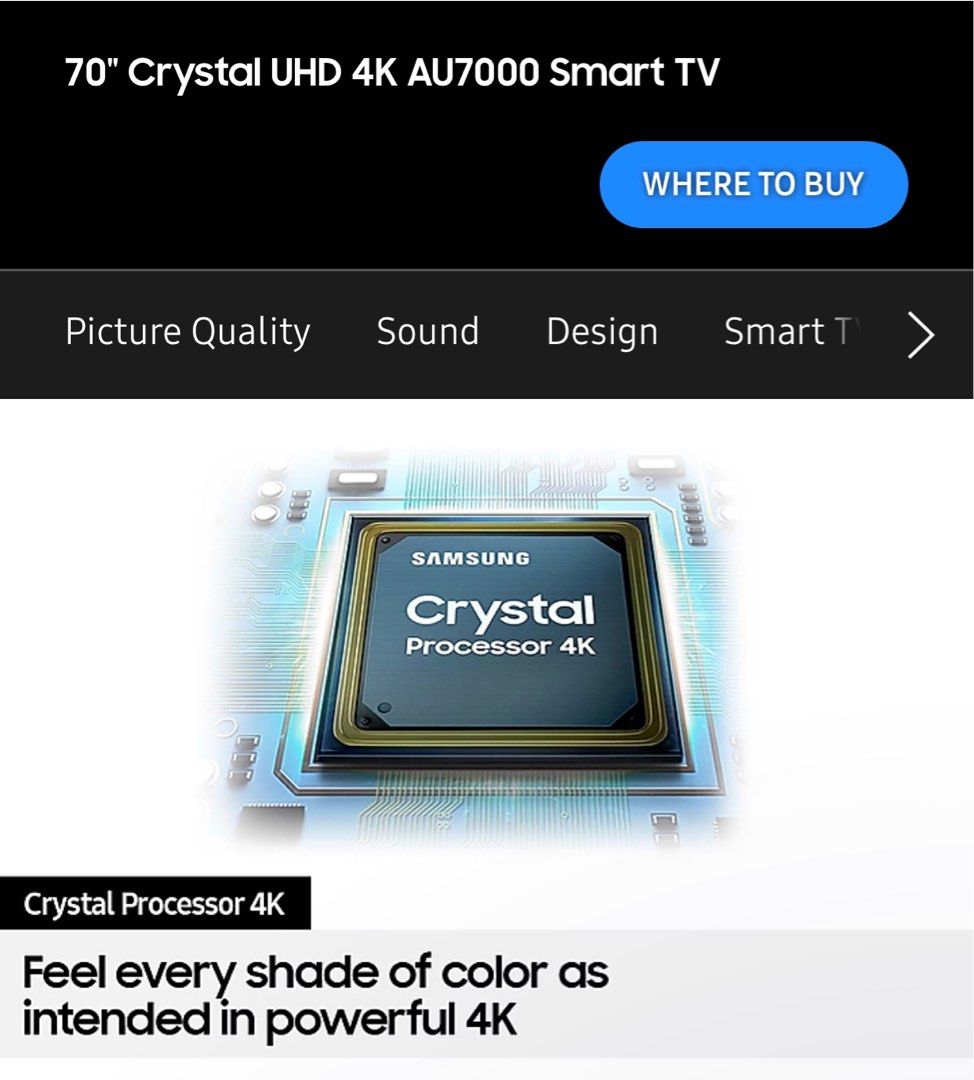 70" Crystal UHD 4K AU7000 Smart TV on Carousell