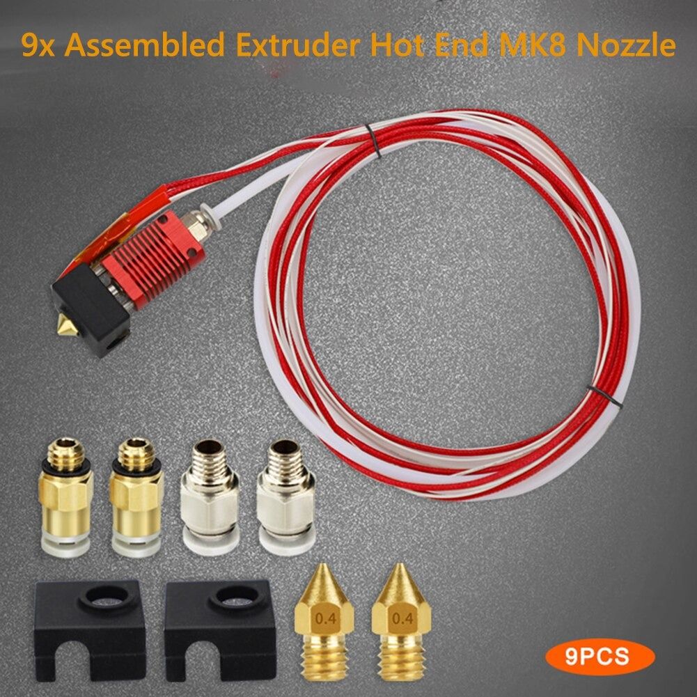 9x DIY 0.4mm MK8 Nozzle Extruder Hot End Kit for Creality Ender 3 Pro ...