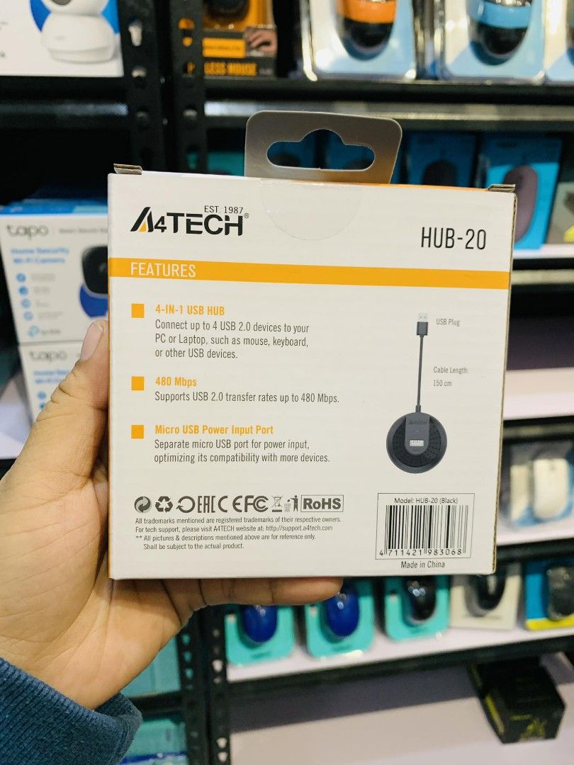 A4Tech 4-Ports 4in1 USB Hub 2.0 HUB-20 Black on Carousell