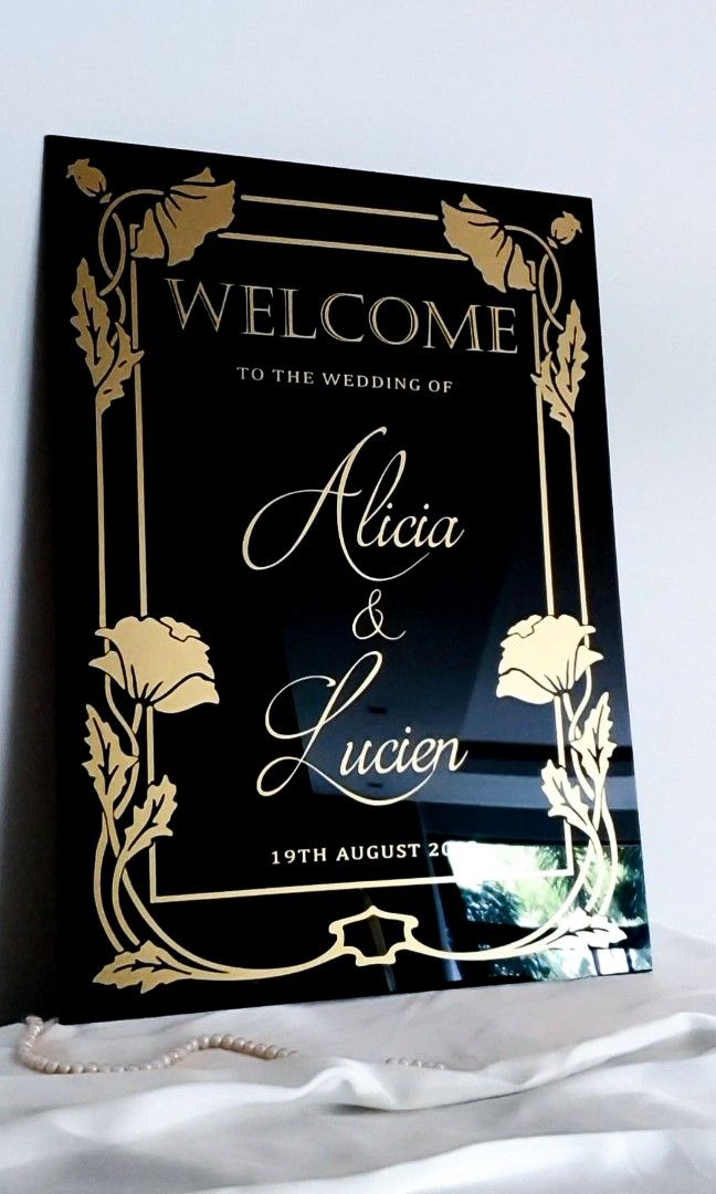 Acrylic Sign Wedding Sign Welcome wedding sign Custom Art Deco Sign ...