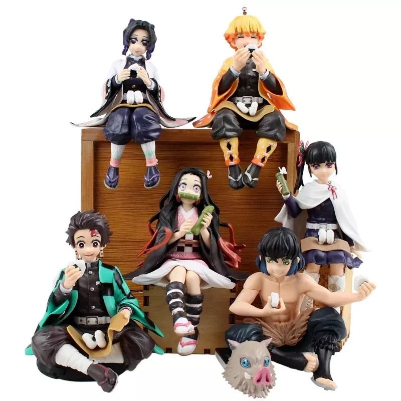 Anime Demon Slayer Sit Eating Rice Figure Tanjirou Nezuko Kyoujurou ...