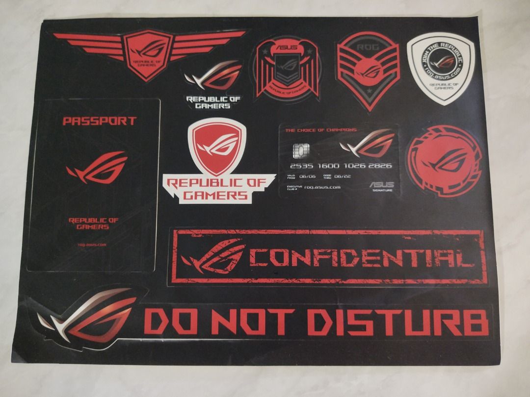 ASUS ROG Republic Of Gamers Label Stickers, Computers & Tech, Parts ...
