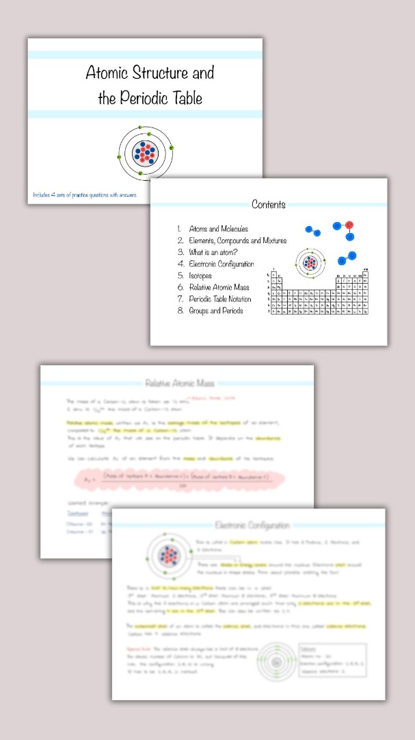 Atomic Structure, Periodic Table | Chemistry Study Notes | Topical ...