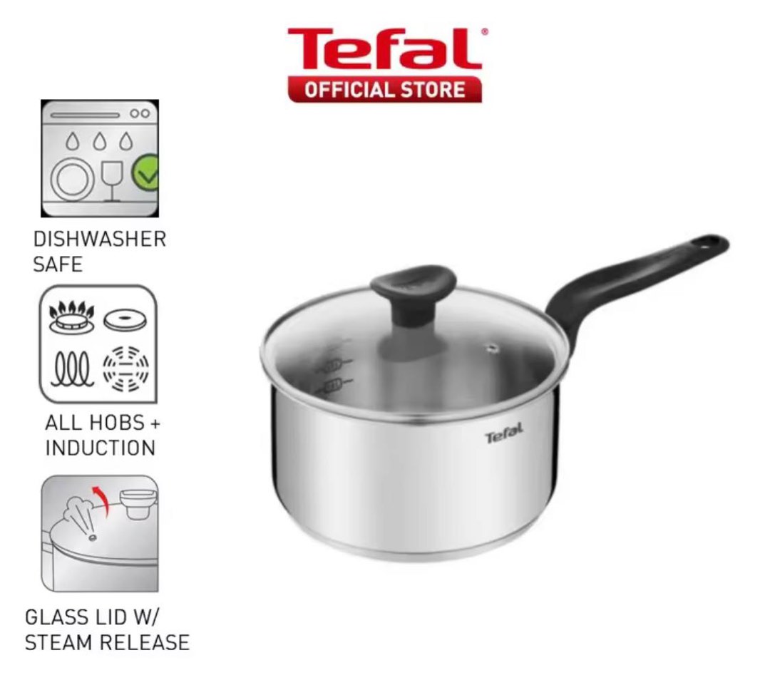 Brand New! Tefal Primary Inox - Stainless Steel Saucepan with Glass Lid ...