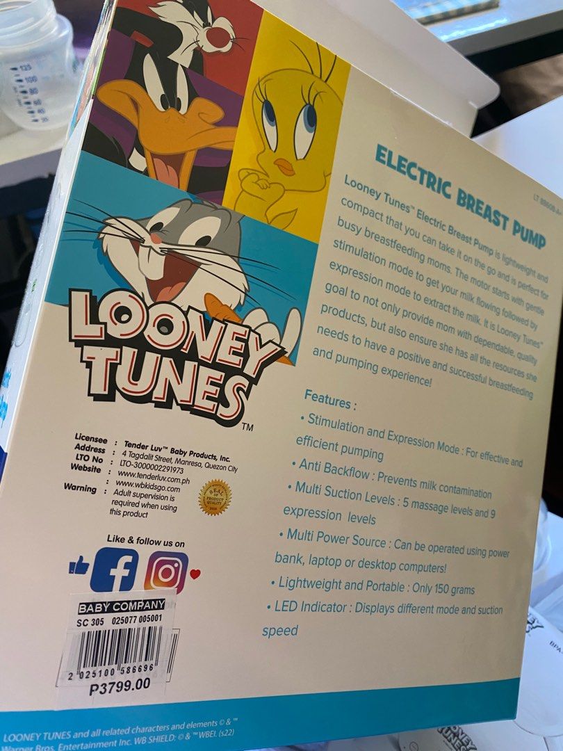 Breast pump Electric Brandnew Looney tunes Breastfeeding needs, Babies & Kids, Nursing & Feeding ...