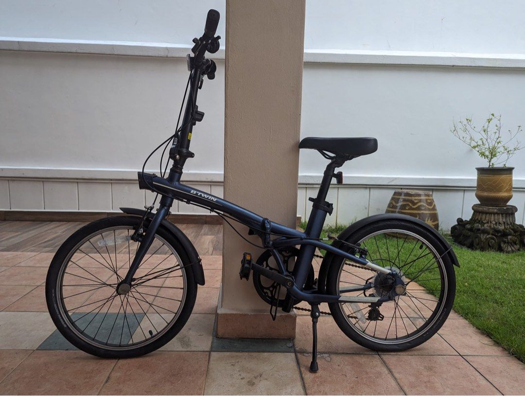 BTWIN Folding Bike Tilt 120 20in 6sp - Blue, Sports Equipment, Bicycles ...