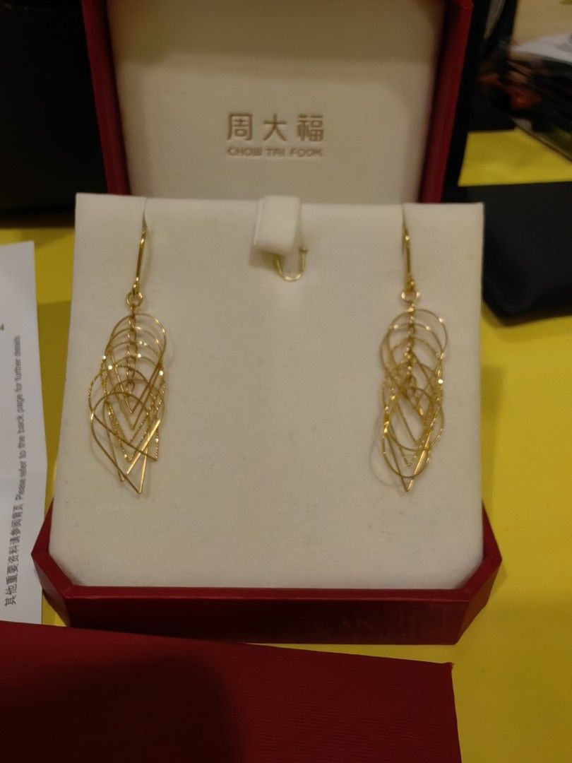 Chow Tai Fook Earrings, Luxury, Accessories on Carousell