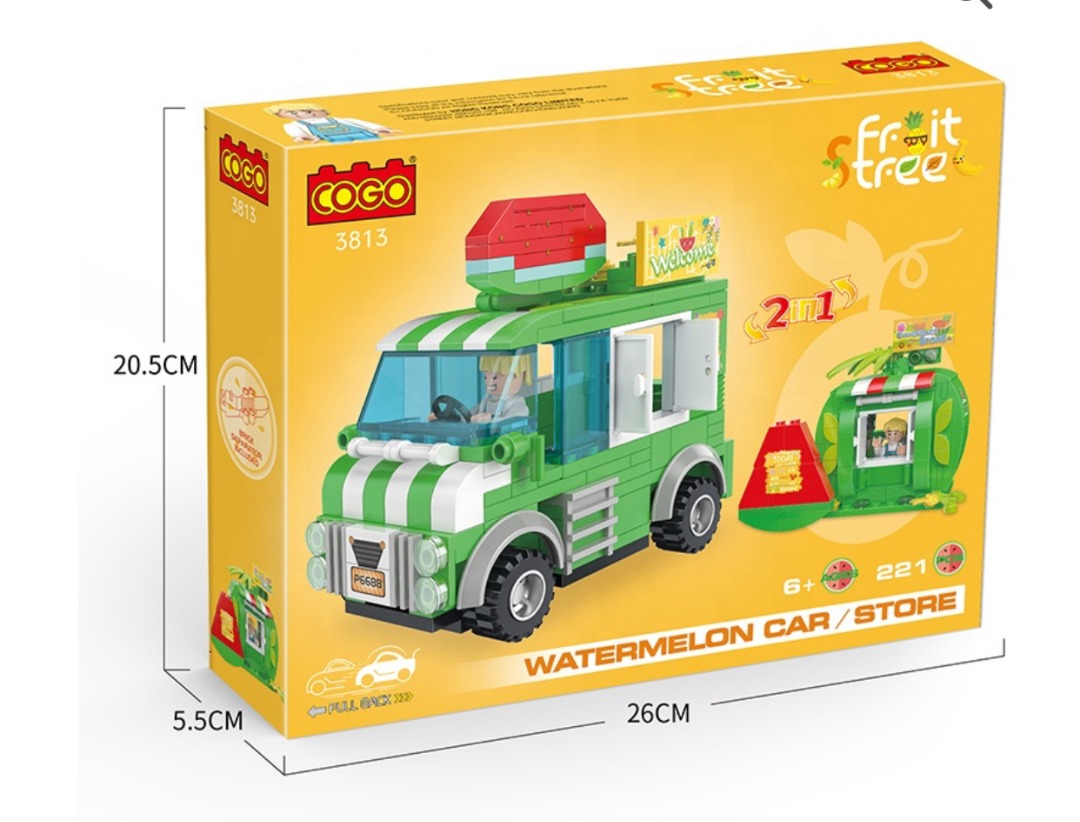Cogo Fruit Tree Watermelon Car and Store Building Blocks, Hobbies ...