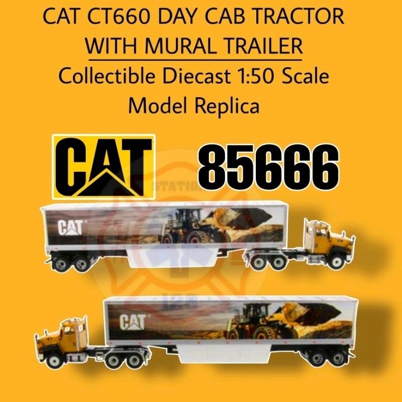 Collectibles CAT CT660 DAY CAB TRACTOR WITH MURAL TRAILER Diecast 1:50 ...