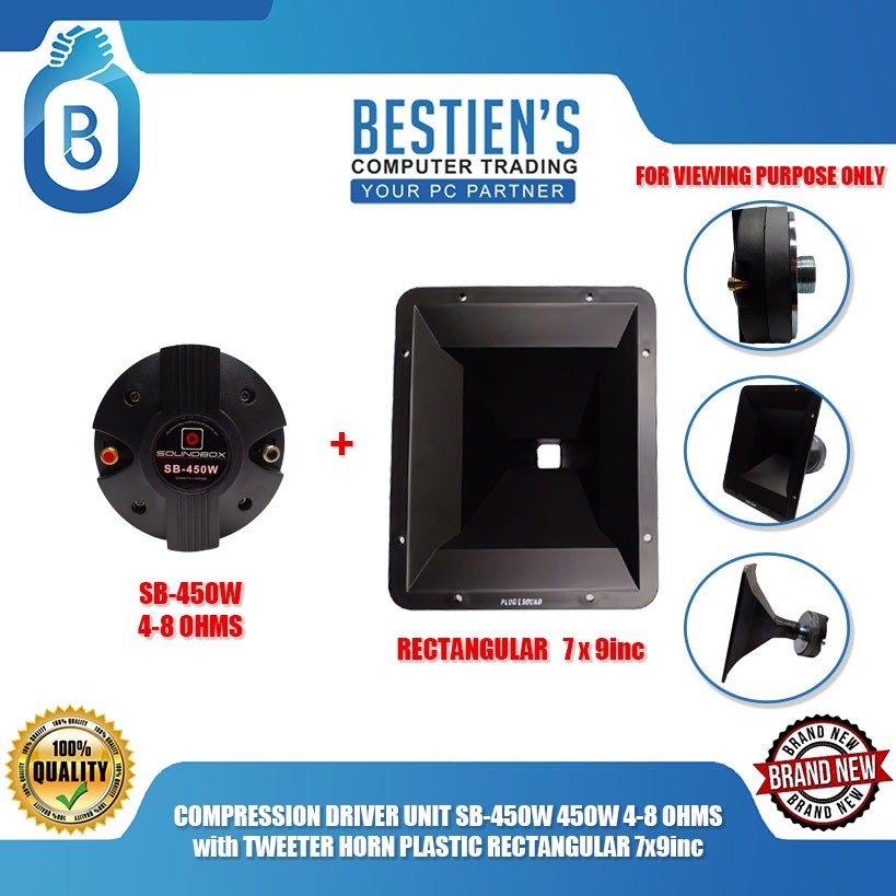 COMPRESSION DRIVER UNIT SB-450W 450W 4-8 OHMS with TWEETER HORN PLASTIC ...