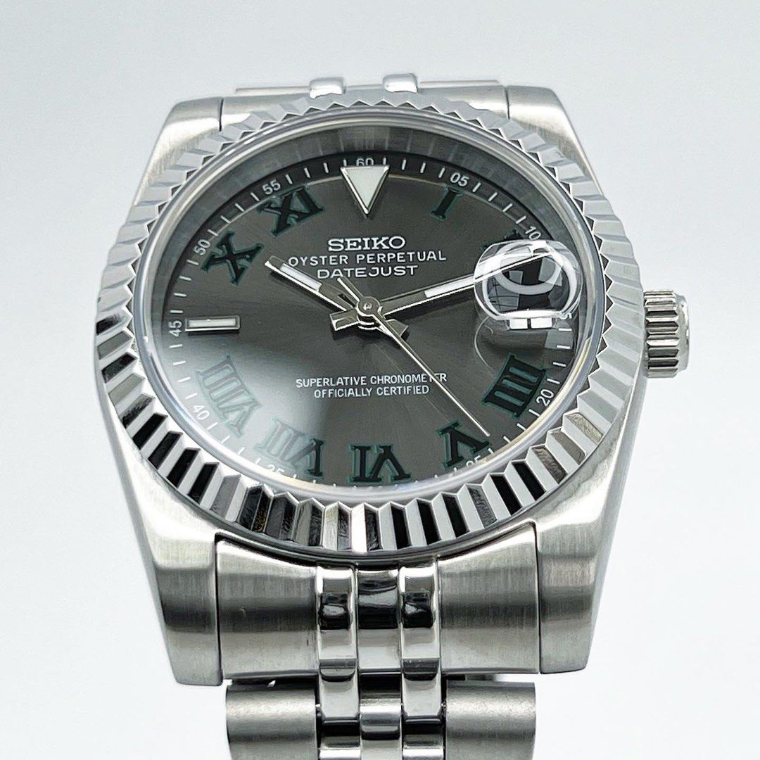 Custom Seiko Mod Grey Wimbledon on Jubilee 36mm, Men's Fashion, Watches ...