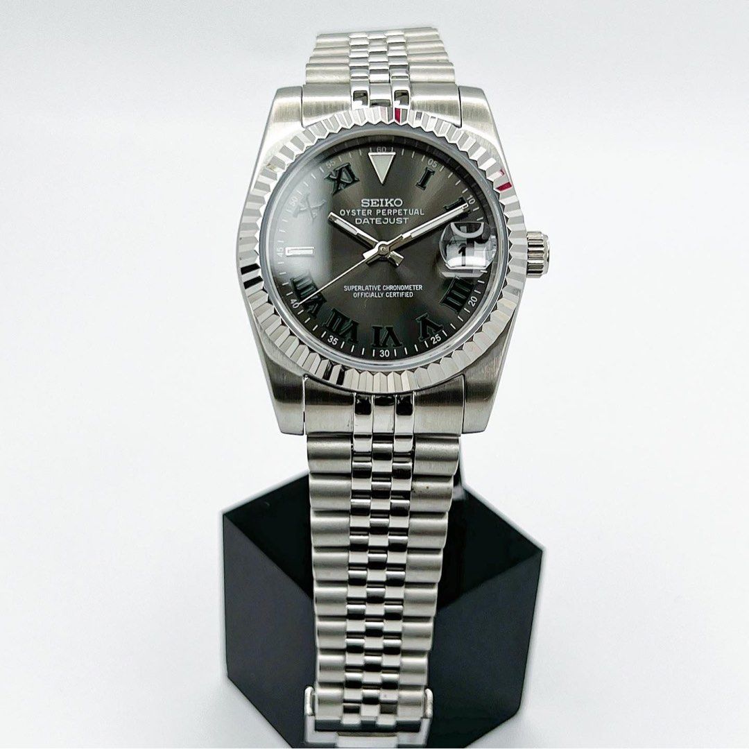 Custom Seiko Mod Grey Wimbledon on Jubilee 36mm, Men's Fashion, Watches ...