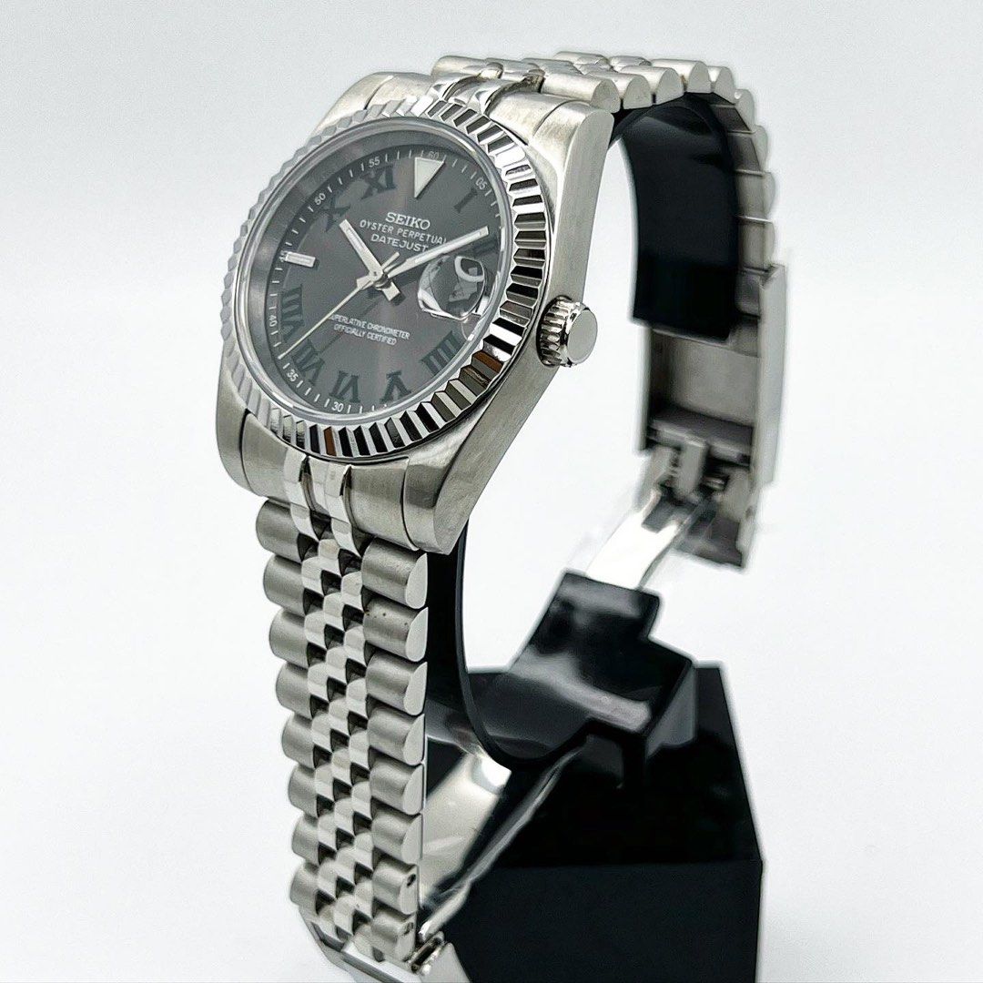 Custom Seiko Mod Grey Wimbledon on Jubilee 36mm, Men's Fashion, Watches ...