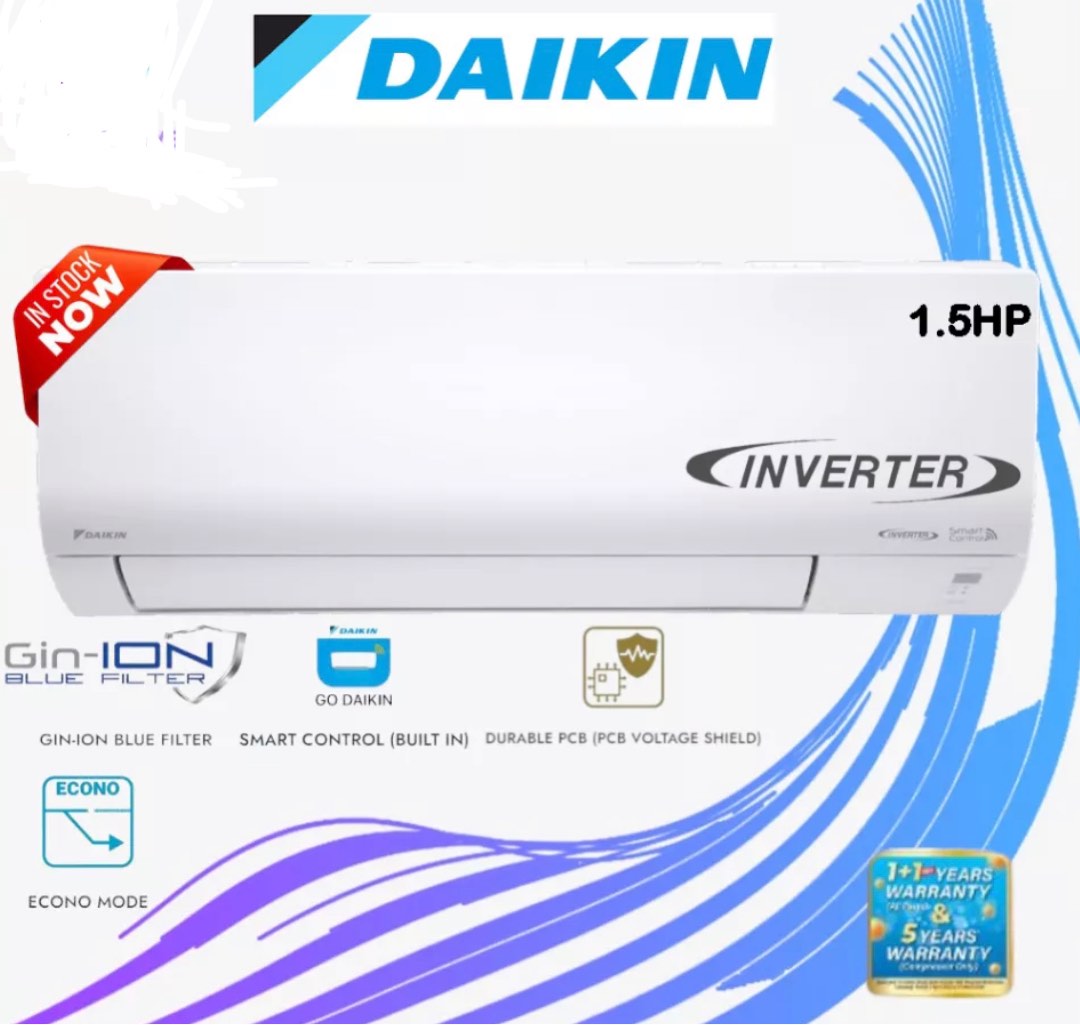Daikin New R32 Inverter WiFi Air Conditioner Penyaman Udara 1.5HP, TV ...