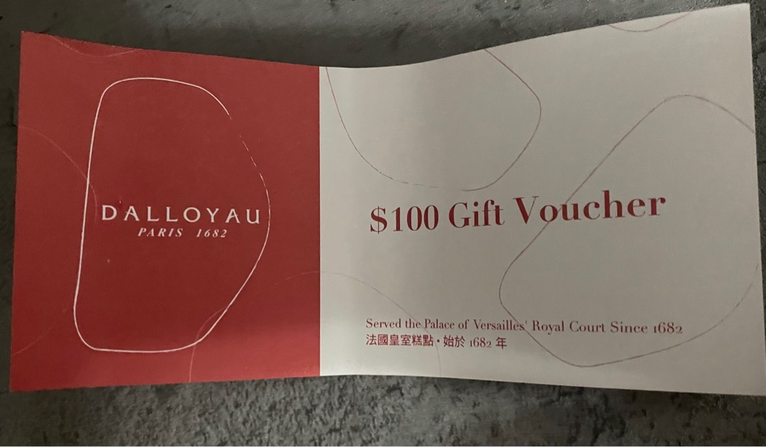 Dalloyau gift voucher 蛋糕 餐飲 現金劵, 門票＆禮券, 現金券、兌換券、禮券 - Carousell