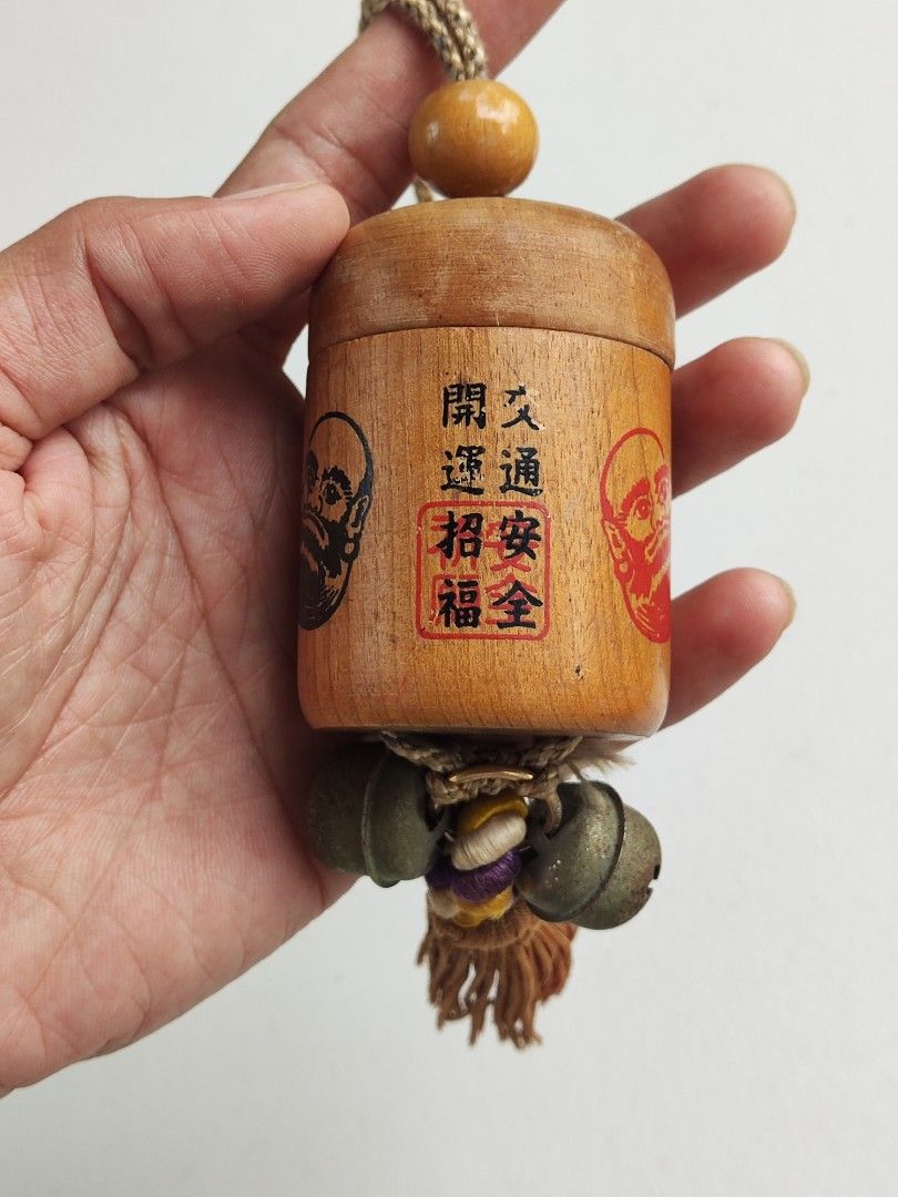 Daruma Painted Wooden Samurai Inro Bell on Carousell