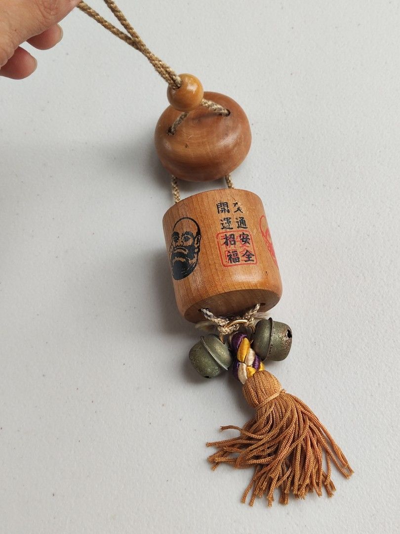 Daruma Painted Wooden Samurai Inro Bell on Carousell