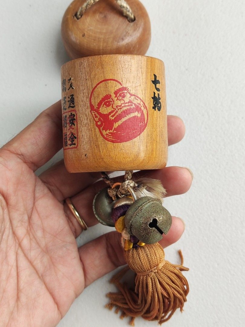 Daruma Painted Wooden Samurai Inro Bell on Carousell