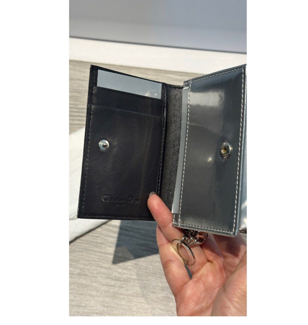 Dior Silver Micro Cannage Patent Mini Lady Dior Card Case, Luxury, Bags ...