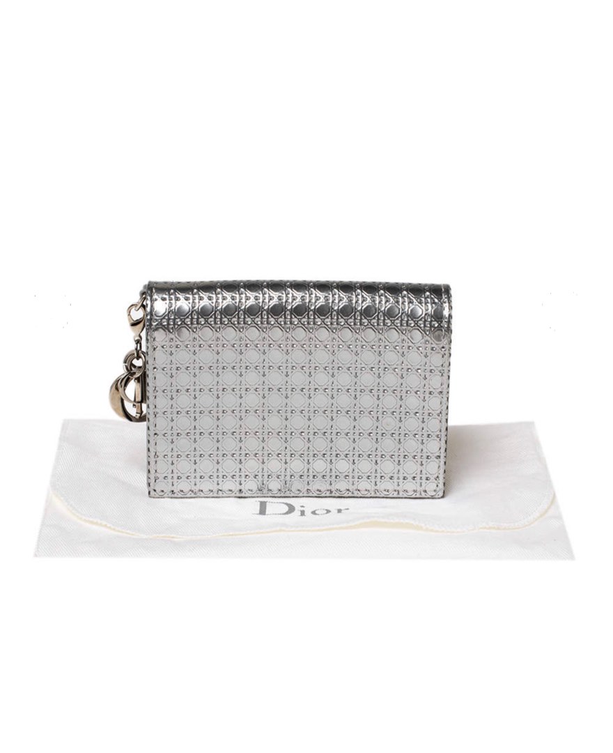 Dior Silver Micro Cannage Patent Mini Lady Dior Card Case, Luxury, Bags ...