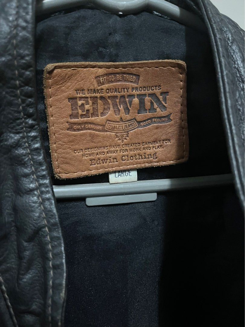 Edwin Leather Bomber Jacket, Men's Fashion, Coats, Jackets and ...