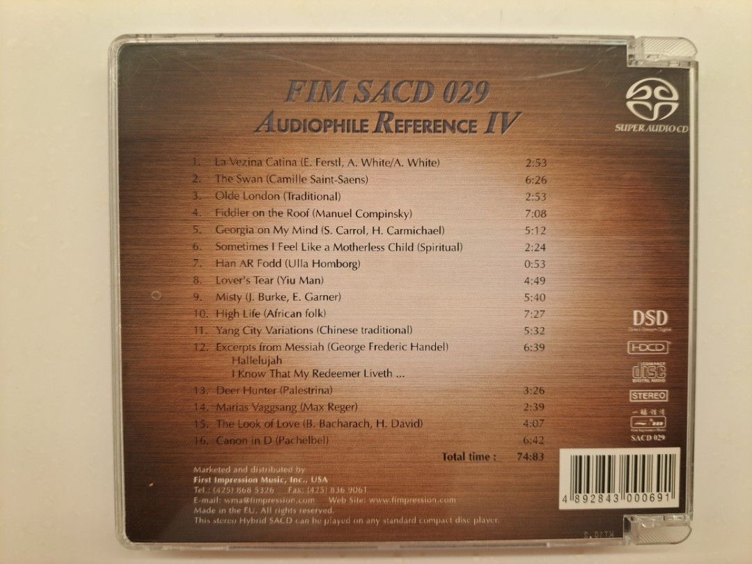 FIM SACD 029 - Audiophile Reference IV - SACD Hybrid, DSD, HDCD, Hobbies & Toys, Music & Media ...