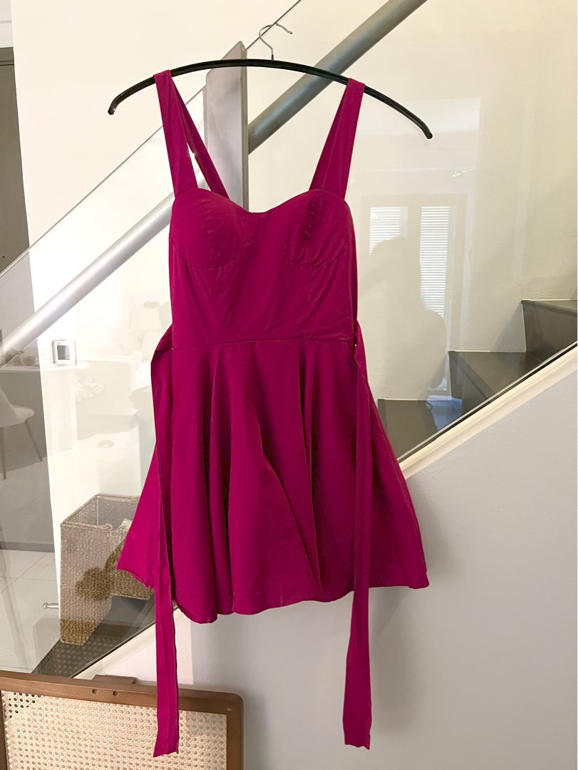 Fuchsia Barbie Pink Bustier Sweetheart Neck Puffy Structured Dress ...
