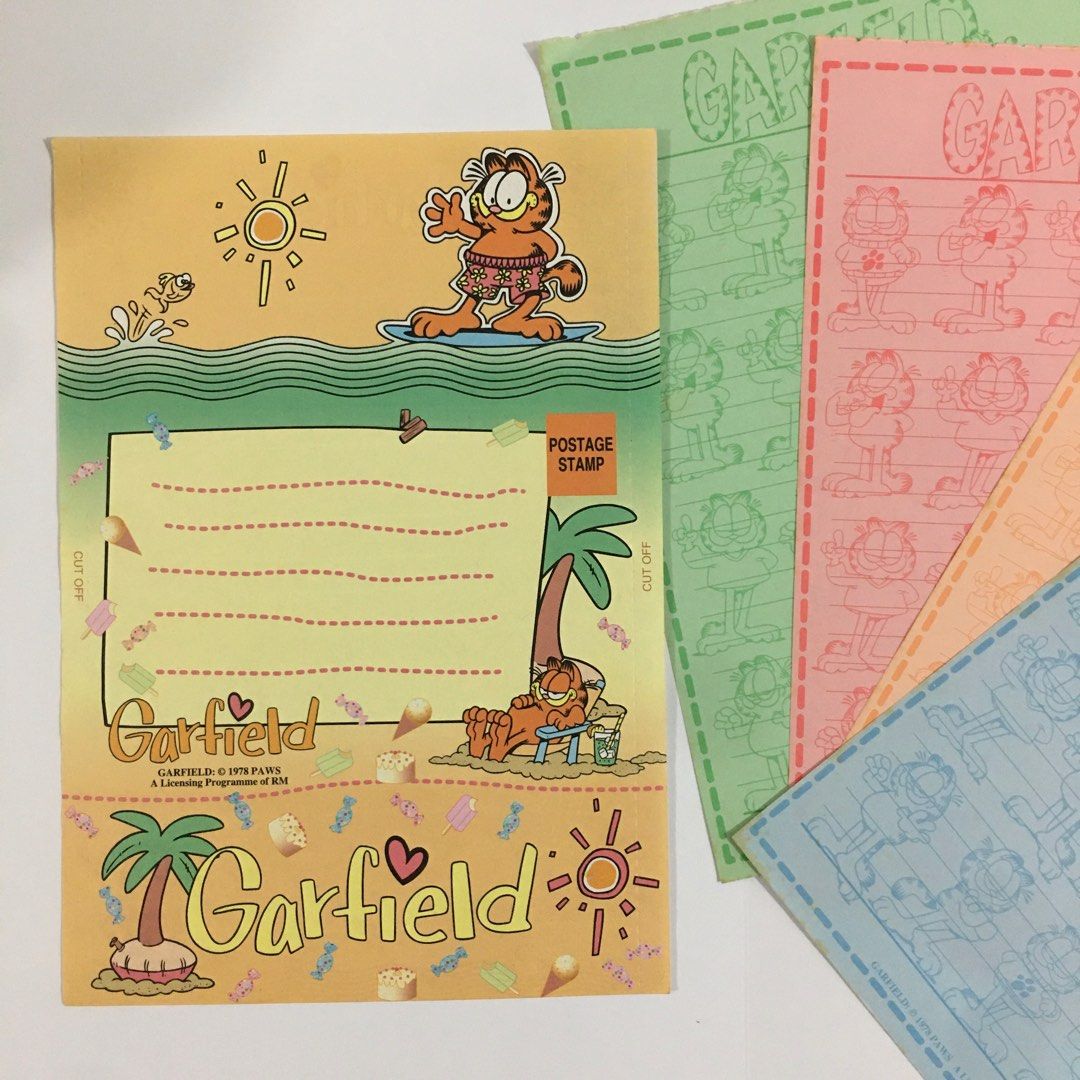1978 garfield cat letter sheets 加菲貓信紙 Garfield letter sheets Garfield ...