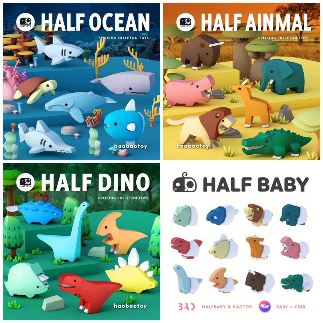 HALFTOYS HALF ANIMALS HALF DINO HALF OCEAN HALF BABY ABS MAGNETIC ...