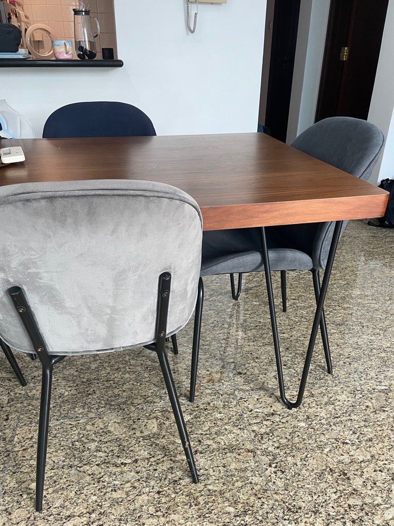 Hipvan wood Dining Table & fabric Chairs, Furniture & Home Living ...