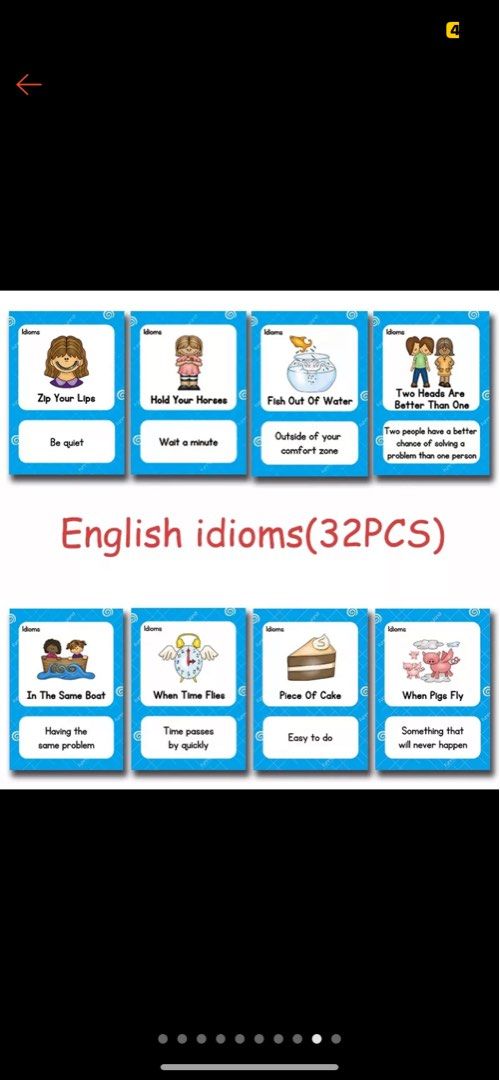 Idioms Flash cards with pictures, Hobbies & Toys, Toys & Games on Carousell