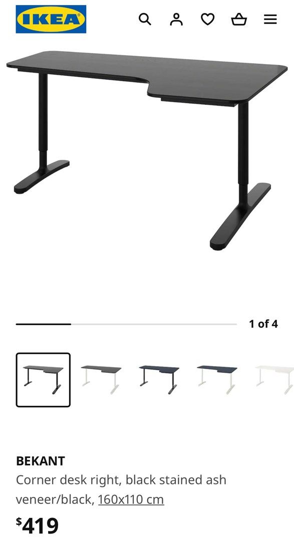 IKEA BEKANT Corner Desk Right (price including delivery), Furniture ...