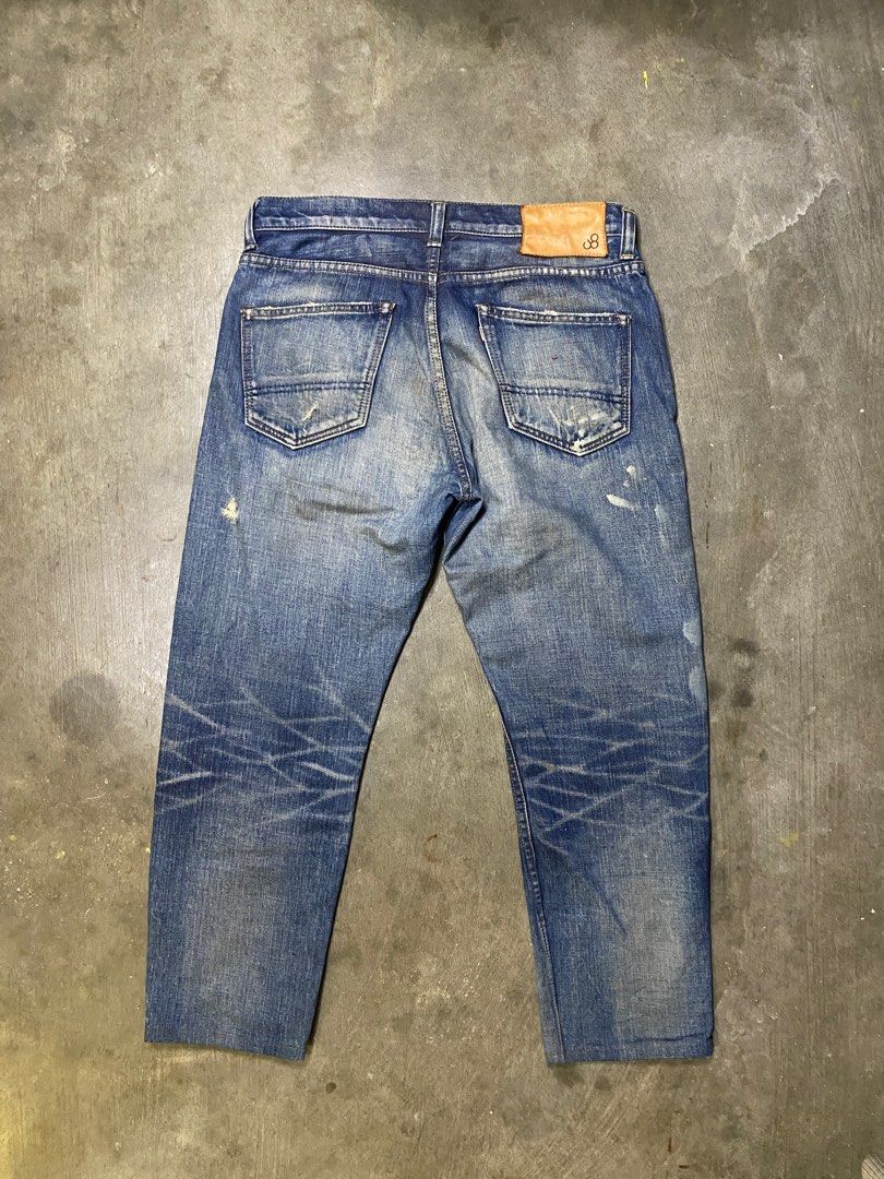 Japanese Raw Denim Distressed and Patched Jeans, Men's Fashion, Bottoms ...