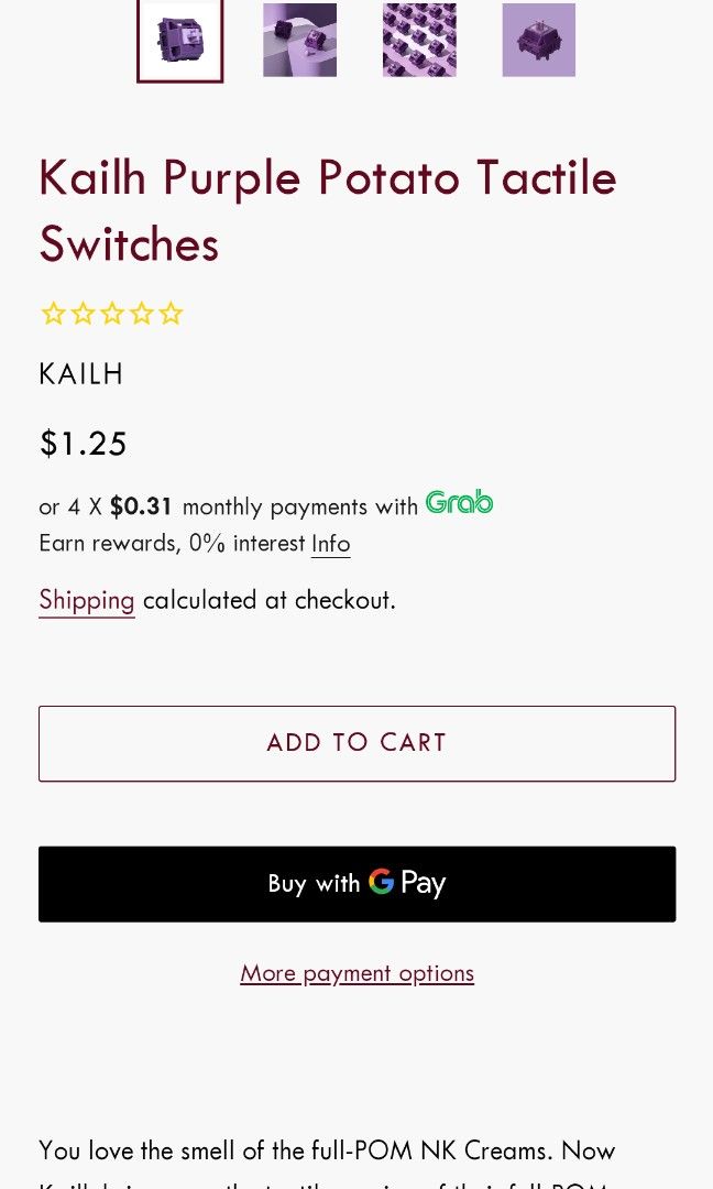 Kailh purple potato tactile switch, Computers & Tech, Parts ...