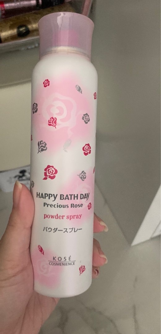 KOSE Happy Bath Day Precious Rose powder spray 100g, Beauty & Personal ...