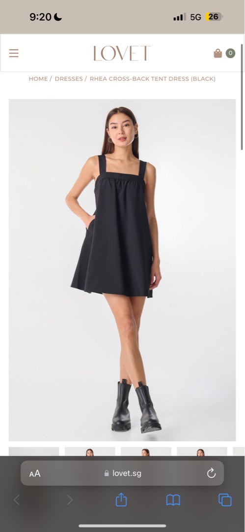 LOVET RHEA CROSS-BACK TENT DRESS (BLACK), Women's Fashion, Dresses ...