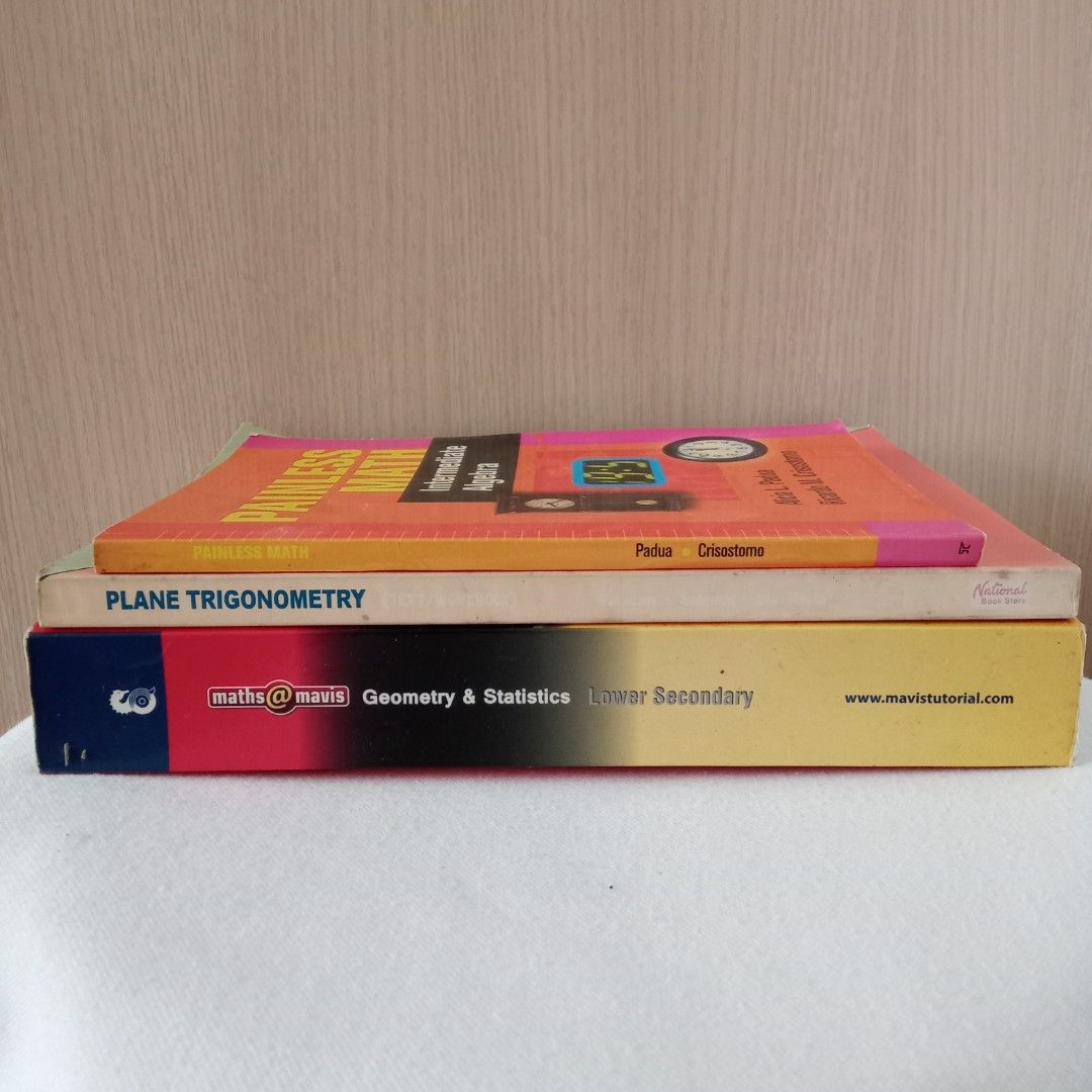 Math textbooks (Geometry & Statistics, Plane Trigonometry, Painless ...
