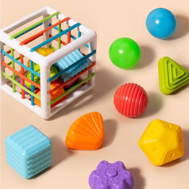 Montessori Colorful Shape Blocks Sorting Game Baby Motor Skill Tactile ...