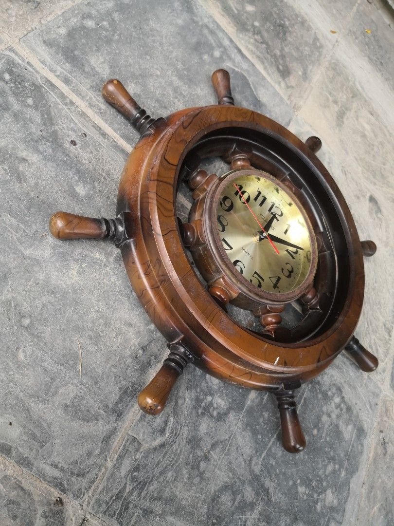 Nautical Ship Wheel Wall Clock, Furniture & Home Living, Home Decor ...