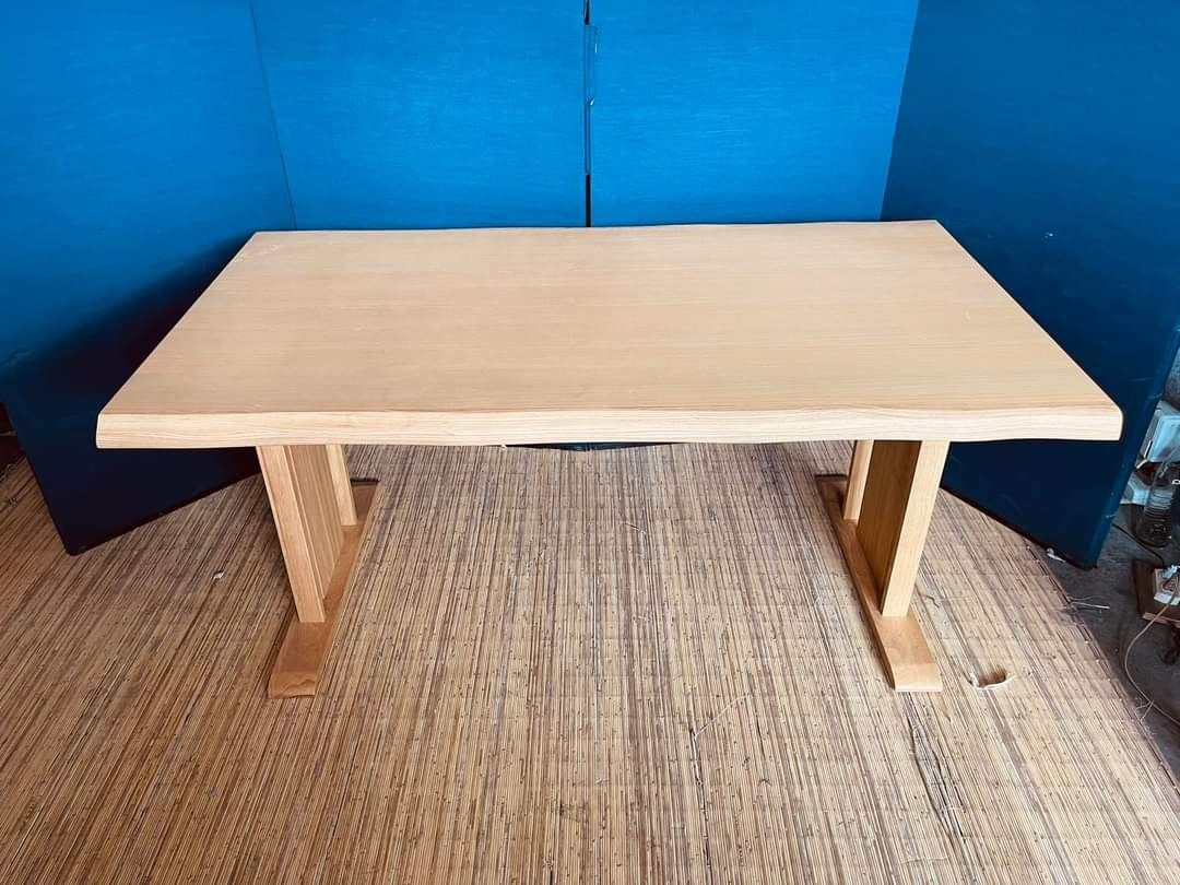 Nitori Solid wood dining table, Furniture & Home Living, Furniture ...