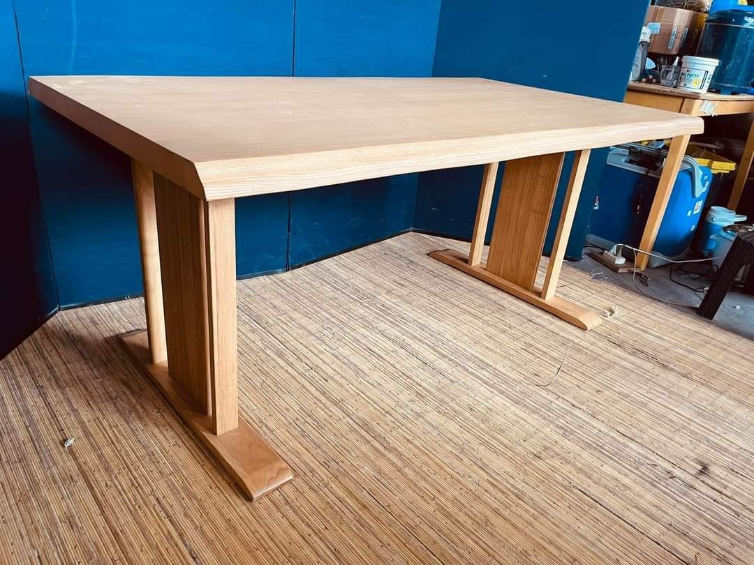 Nitori Solid wood dining table, Furniture & Home Living, Furniture ...