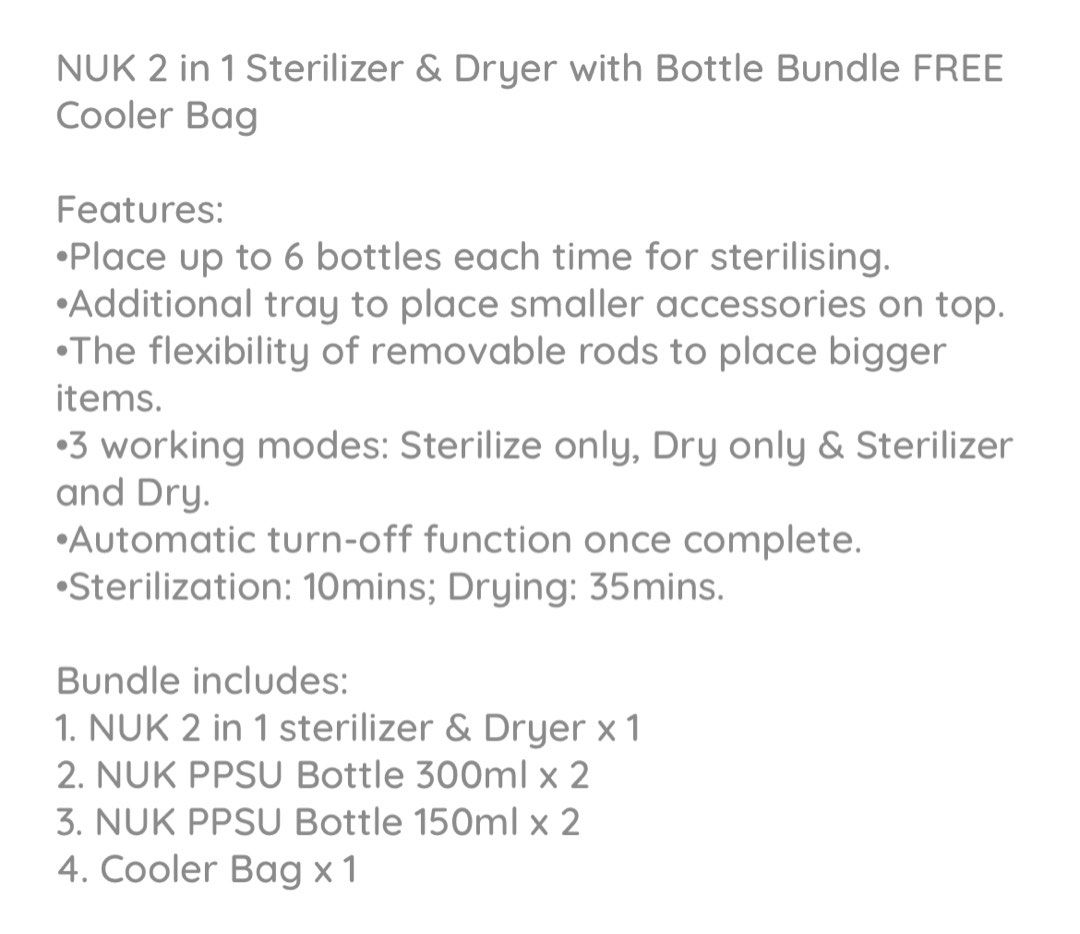 NUK 2 in 1 steriliser and dryer bundle, Babies & Kids, Nursing ...