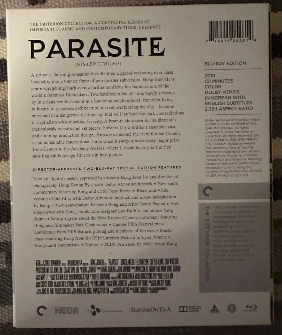 Parasite The Criterion Collection BR, Video Gaming, Video Games, Others ...