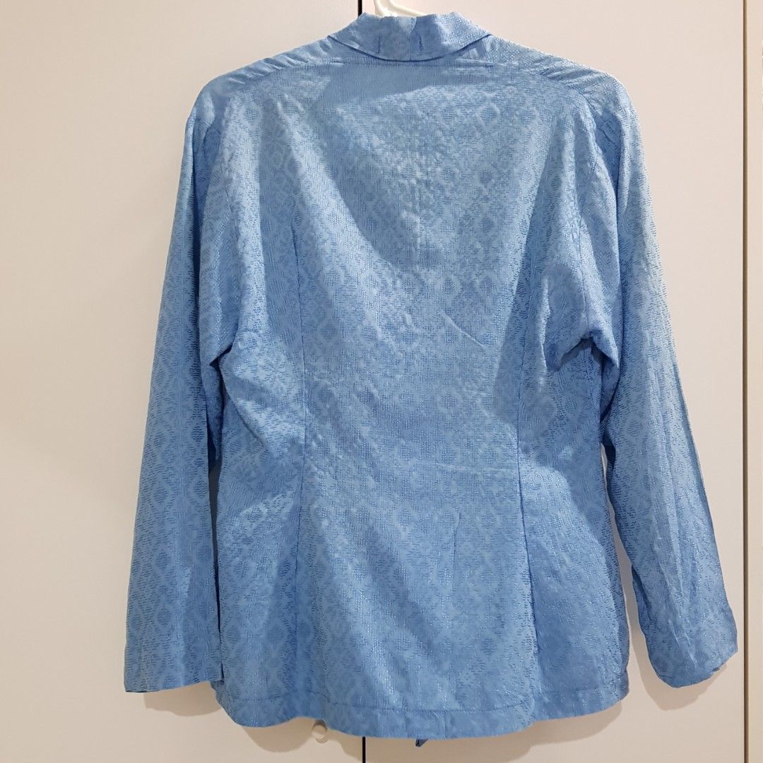 Plain Kebaya Top in Light Blue, Women's Fashion, Dresses & Sets ...