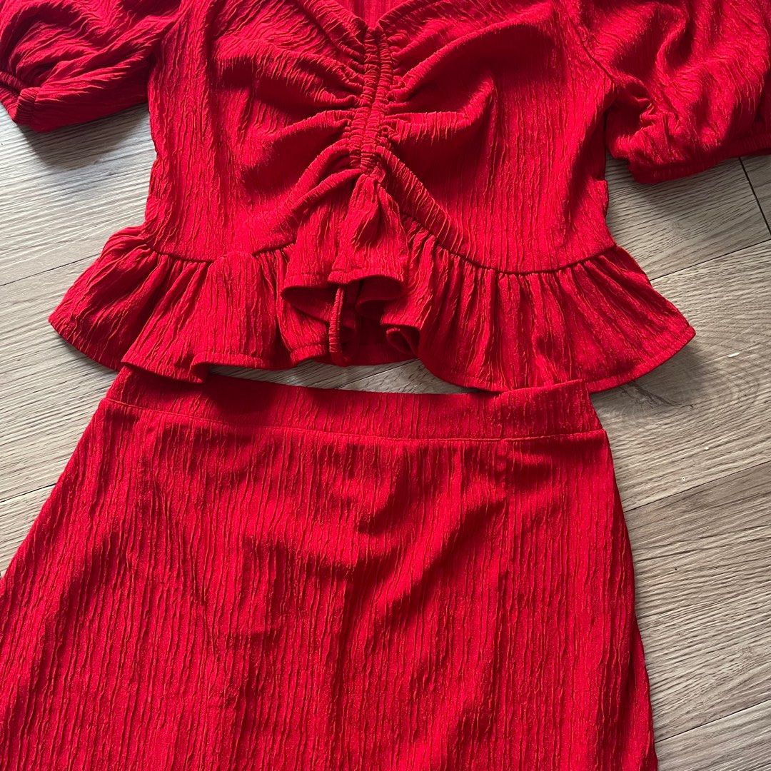 (Plus size) Red co-ords skirt, Women's Fashion, Dresses & Sets, Sets or ...