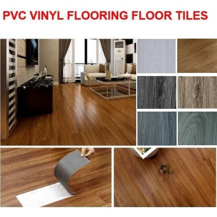 PVC Self Adhesive Wooden Design Floor Tiles Vinyl Flooring Tiles, Furniture & Home Living, Home ...