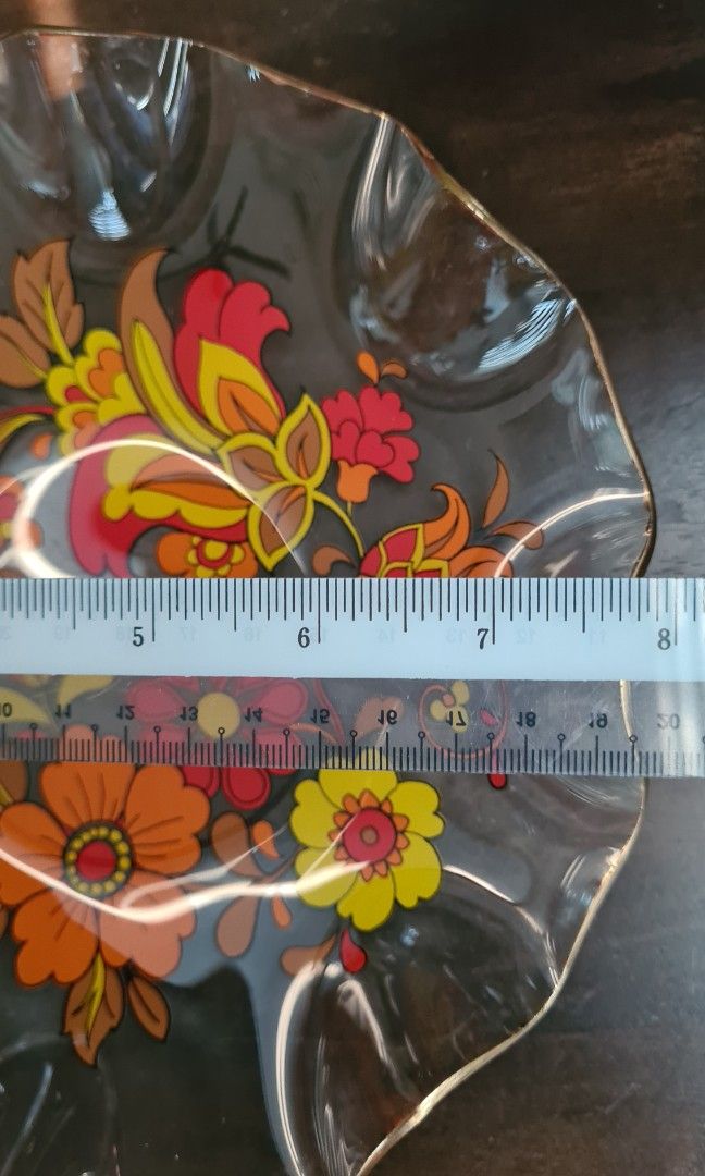 Rare 1960s Chance Glass Circular Fluted Plate vintage gold rim ...