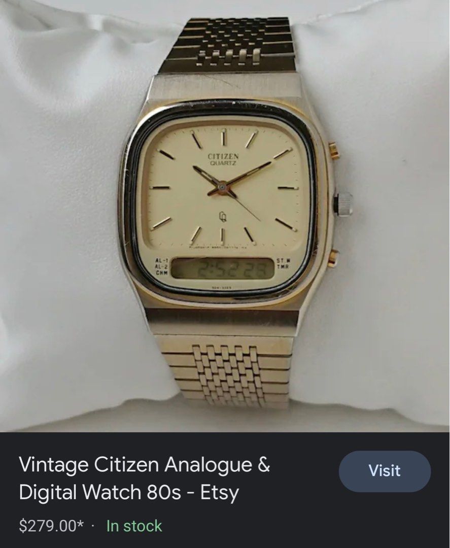 Rare Vintage 1980s Citizen Analogue & Digital Watch, Men's Fashion ...