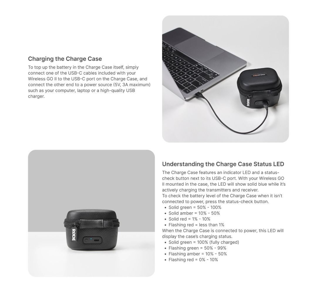Rode Charging Case for Rode Wireless GO/Wireless GO II Microphone ...