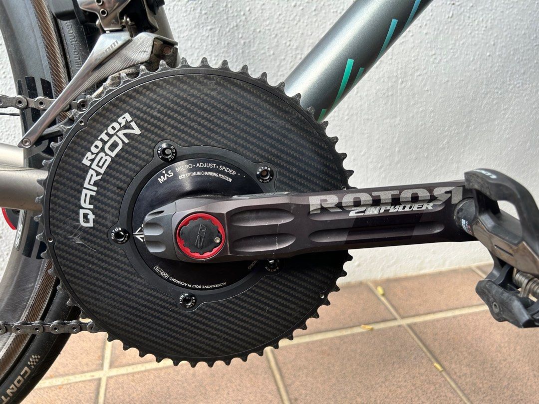 Rotor 2Inpower Powermeter Crankset w/ Qarbon Chainrings, Sports ...